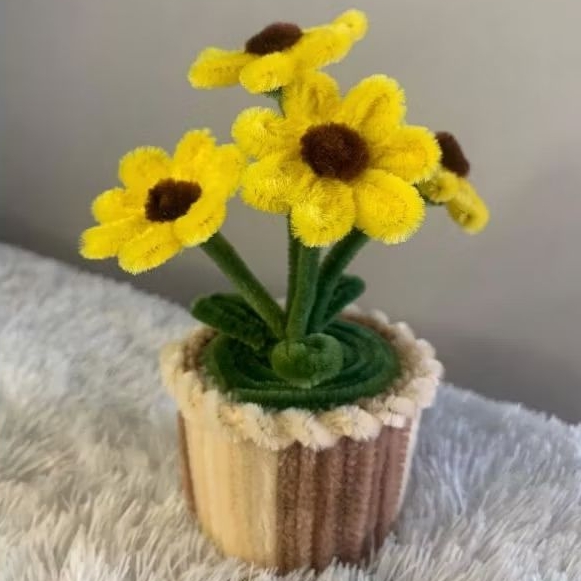 Jual Mini Pot Flowers | Bunga Pot Kawat Bulu Murah | Shopee Indonesia