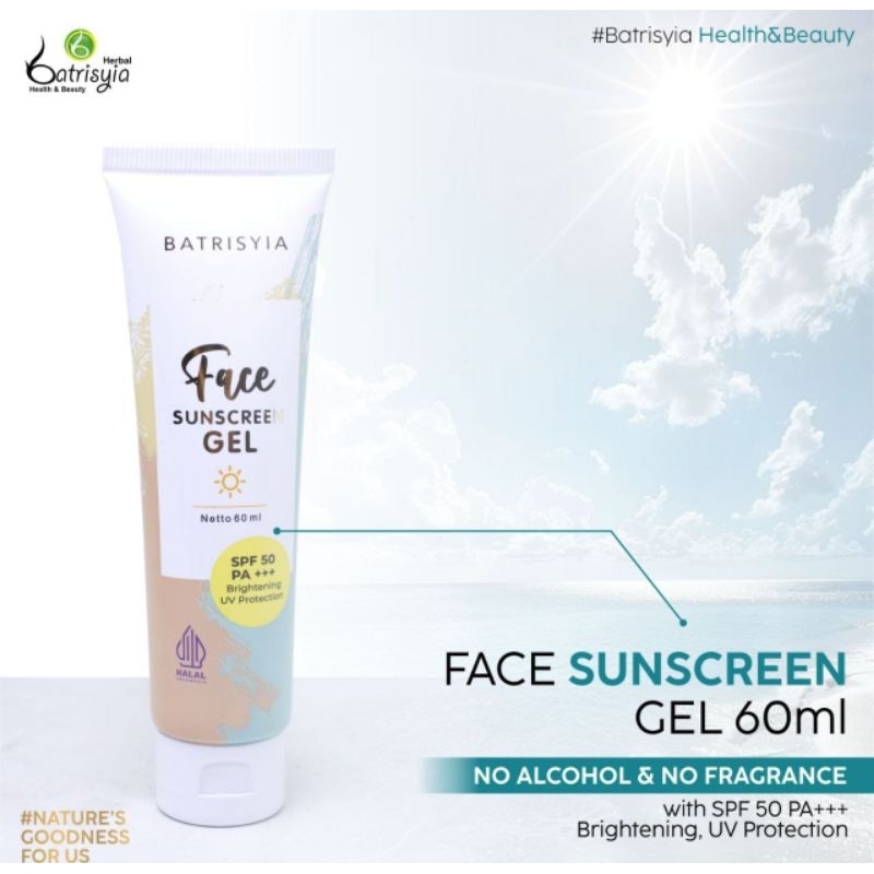 Jual Batrisyia Herbal Face Sunscreen Gel SPF50 PA+++ 60 Ml | Shopee ...