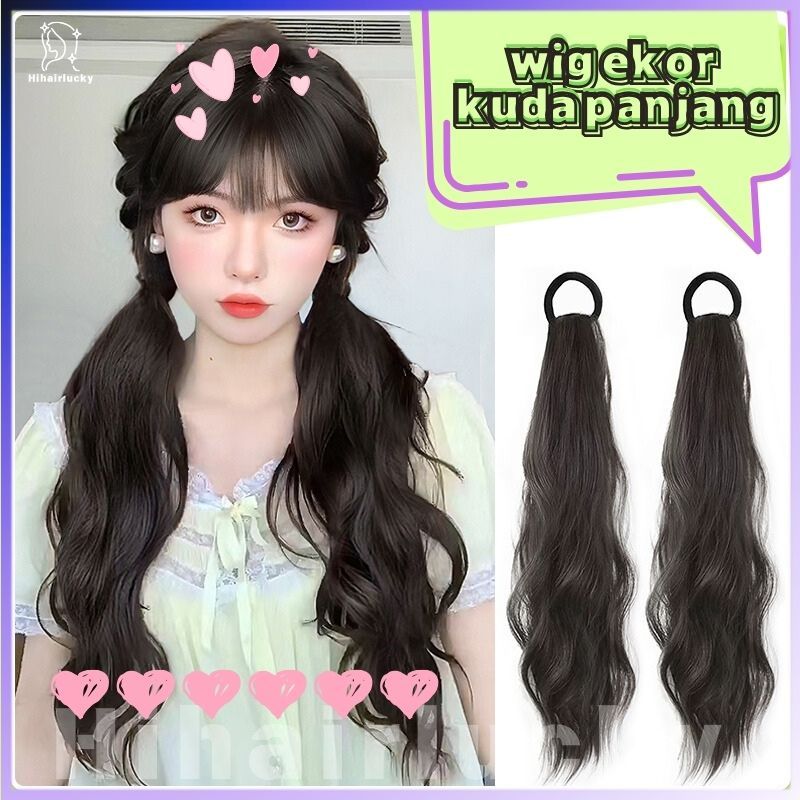 Jual HIL-0129 Wig ekor kuda panjang Ikat Rambut Karet Palsu Panjang ...