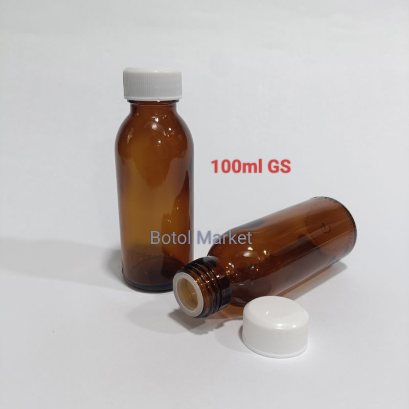 Jual Botol kaca 100ml amber / gelap / coklat tutup ulir pop up | Shopee Indonesia