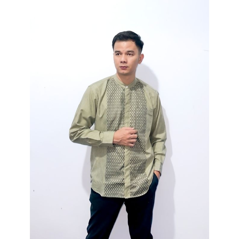 Jual koko muslim hijau lengan panjang koko modern | Shopee Indonesia