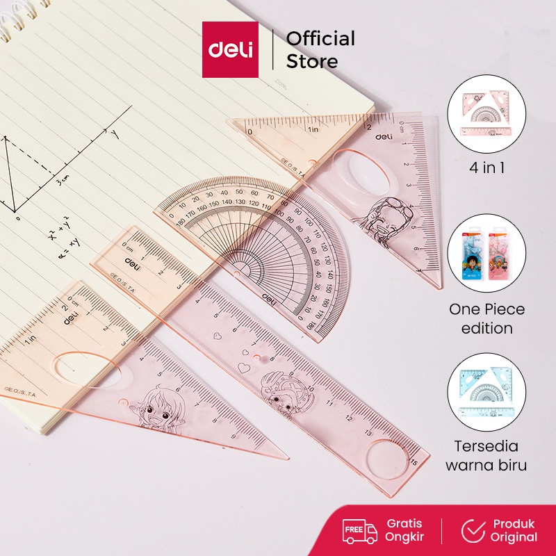 Jual Deli One Piece School Ruler Set / Set Penggaris Sekolah 4 in 1 ...