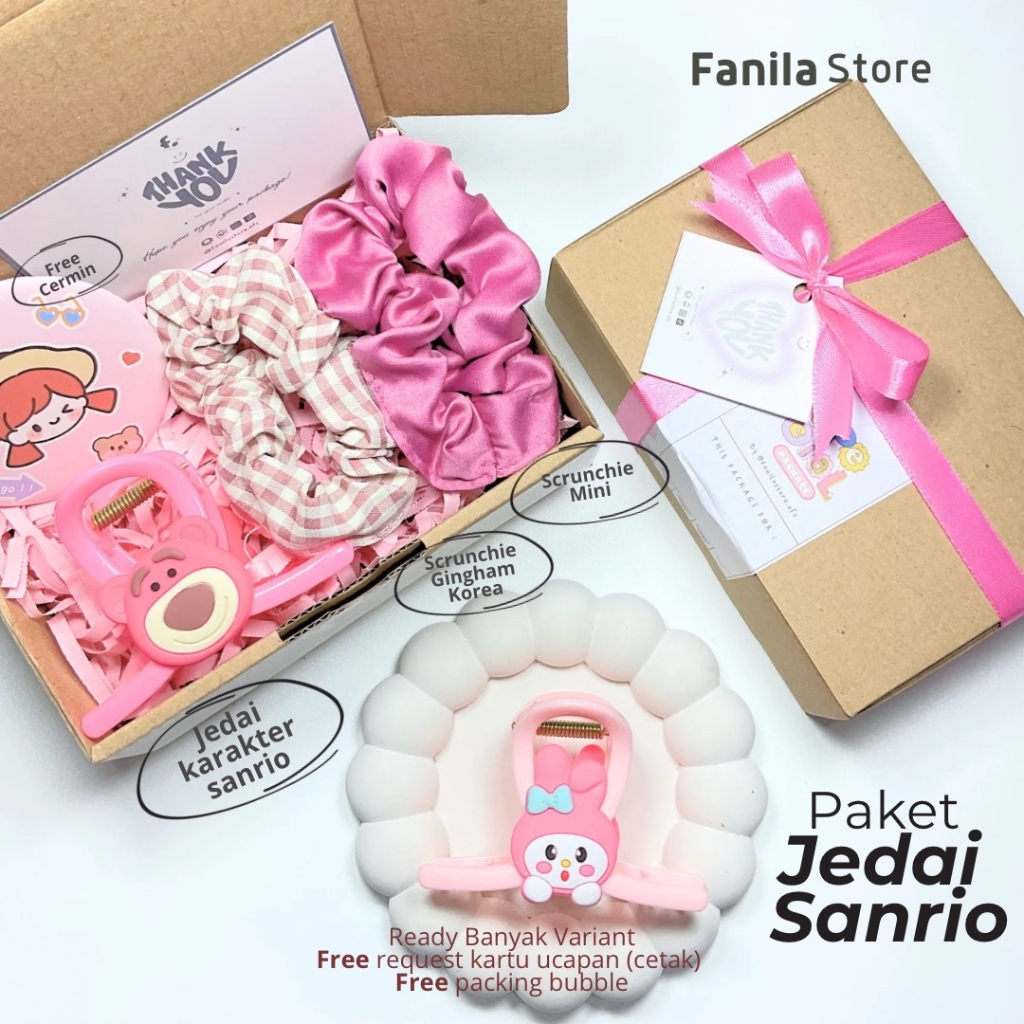 Jual [READY SANRIO] Paket Hadiah Jedai Sanrio/ Paket Hampers Set Scrunchie/ Paket Sanrio Paket ...