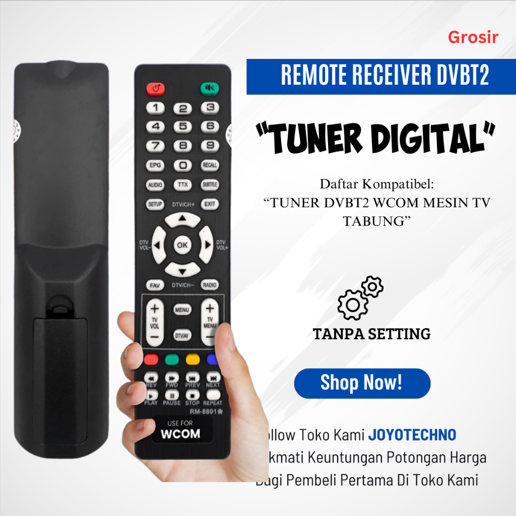 Jual Remote TV Digital Wcom Tuner Digital DVBT2 untuk Mesin TV Tabung ...