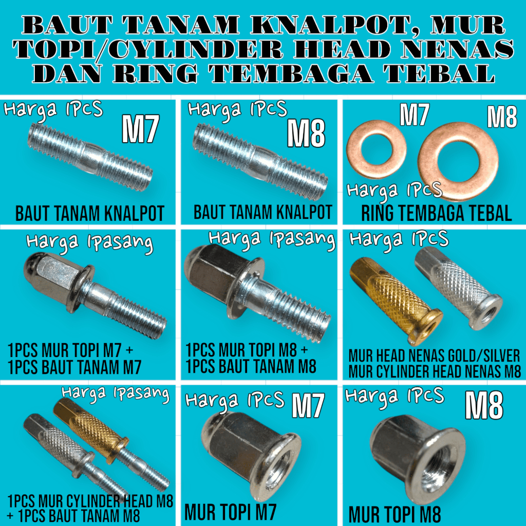 Jual MUR BAUT HEAD / BAUT TANAM KNALPOT / MUR KNALPOT KOP NANAS MUR JOK ...
