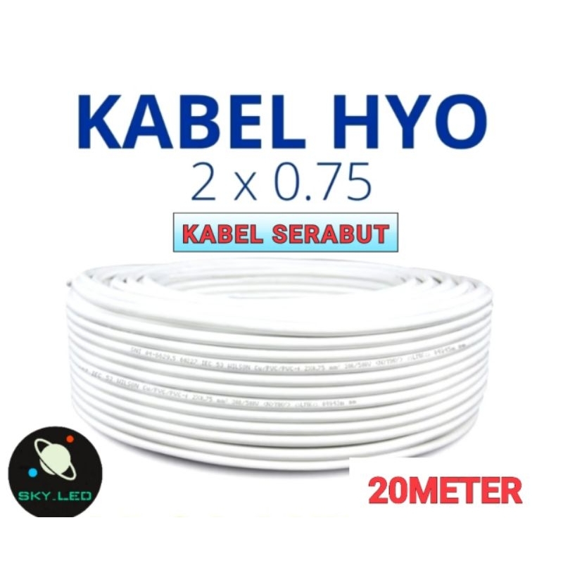 Jual KABEL LISTRIK SERABUT 2X0,75 TEBAL PUTIH / HITAM 1ROLL 20METER | Shopee Indonesia