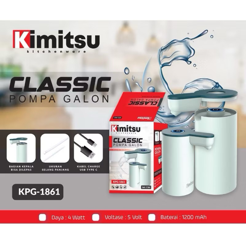 Jual WATER PUMP ELEKTRIK KIMITSU KPG-1861 CLASSIC/POMPA GALON ELEKTRIK ...