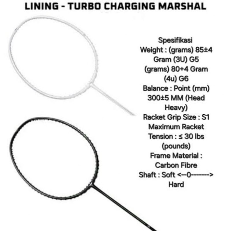 Jual Raket Badminton Lining Turbo Charging Marshal TC | Shopee Indonesia