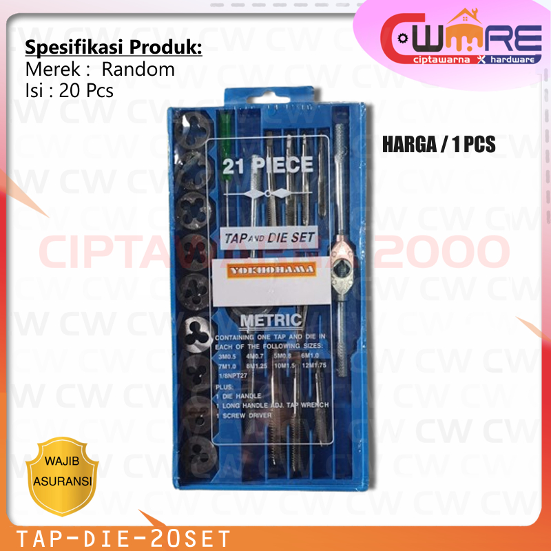 Jual Alat Senai Snai Pembuat Ulir dan Tap Die Baut Set 20 Pcs M3-M25 ...