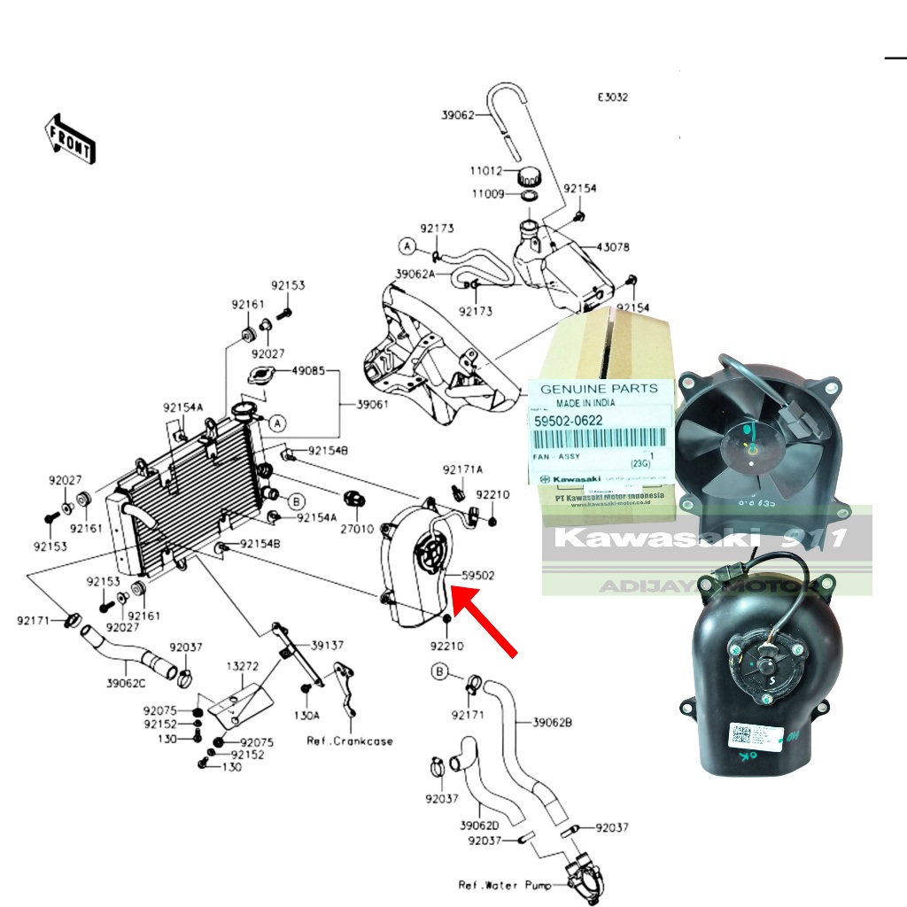 Jual FAN ASSY KIPAS RADIATOR KAWASAKI NINJA RR 250 MONO NINJA 250 SL ...
