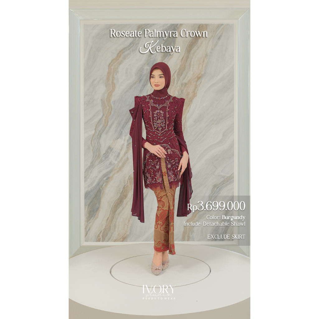 Jual Hum of Hearts - Roseate Palmyra Crown Kebaya in Burgundy (HIJAB ...