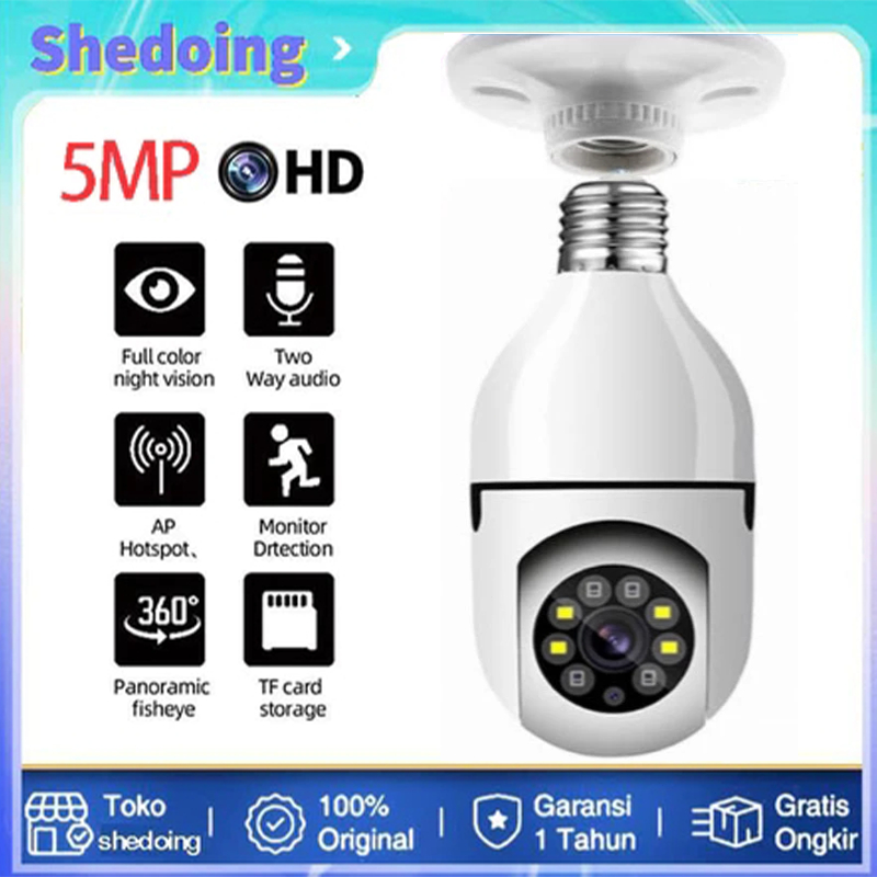 Jual CCTV Lampu V360 Pro 5MP Kamera CCTV Wifi Lampu CCTV 360 PTZ Memory ...