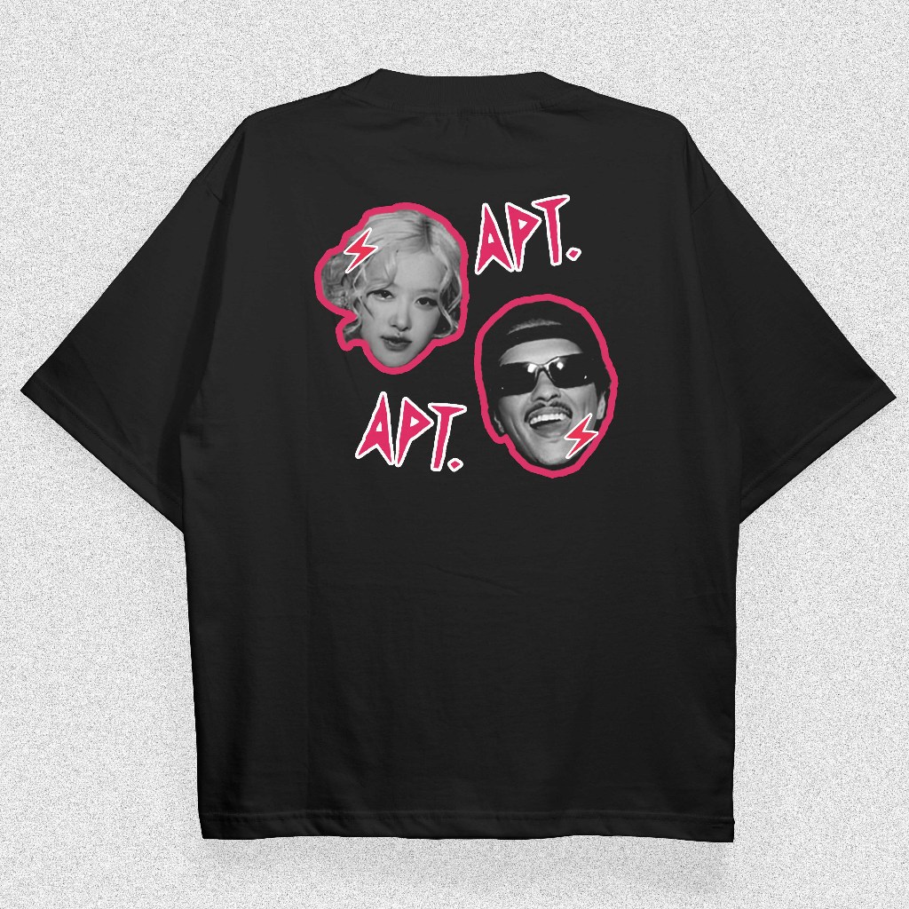 Jual Kaos K-Pop Oversize BlackPink Rose Bruno Mars APT Black T-shirt Cotton 24s Cosmo Gigs ...