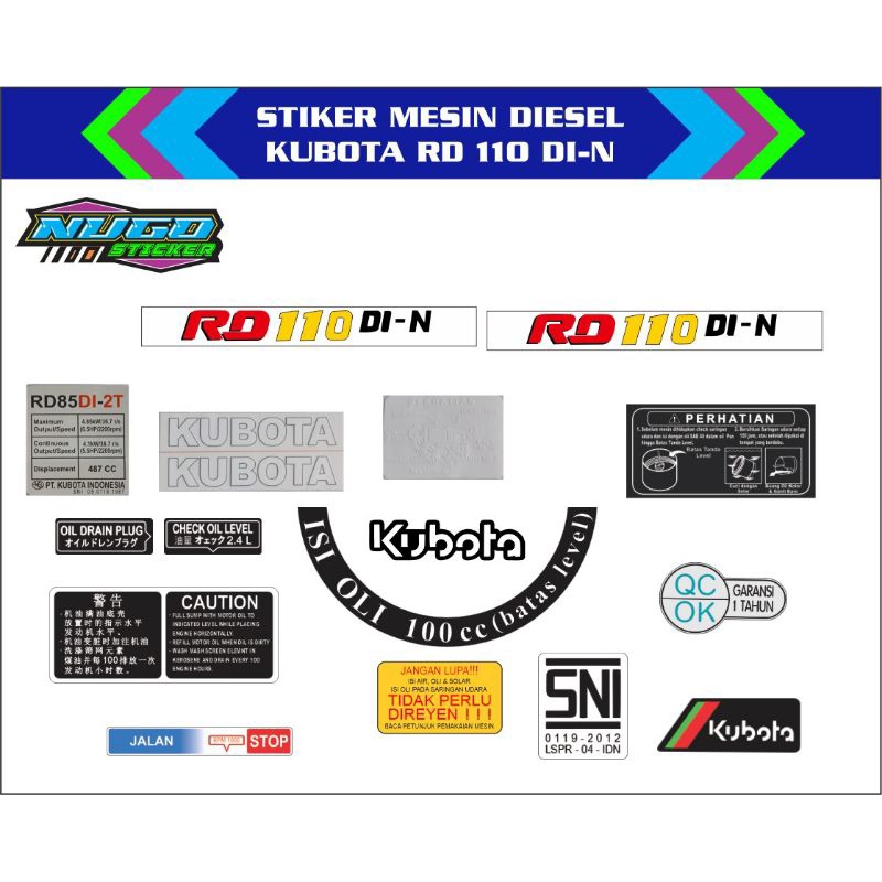 Jual stiker mesin diesel kubota RD 110 Di-N | Shopee Indonesia