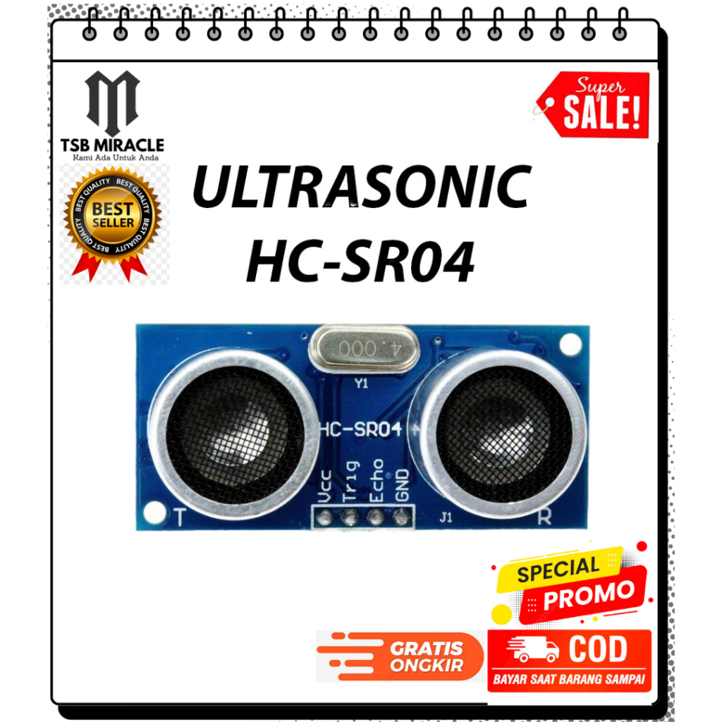 Jual Arduino Sensor Ultrasonic HCSR04 Sensor Jarak Ultrasonik Detector ...