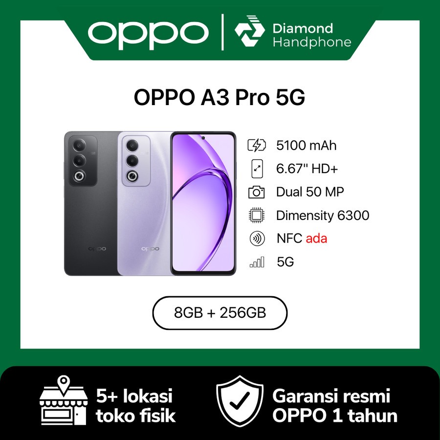 Jual Oppo A3 Pro 5G 8/256 8/256GB 8GB 256GB Garansi Resmi | Shopee Indonesia