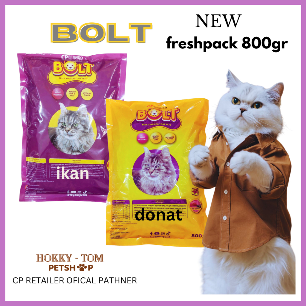 Jual Bolt makanan kucing kering dewasa freshpack 800gr cat food fresh ...