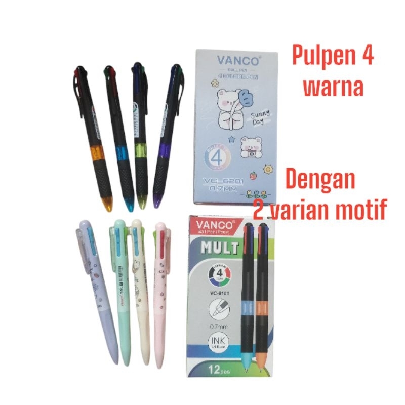 Jual Pulpen 4 Warna Per Pak 12 PCS kualitas bagus harga murah | Shopee ...