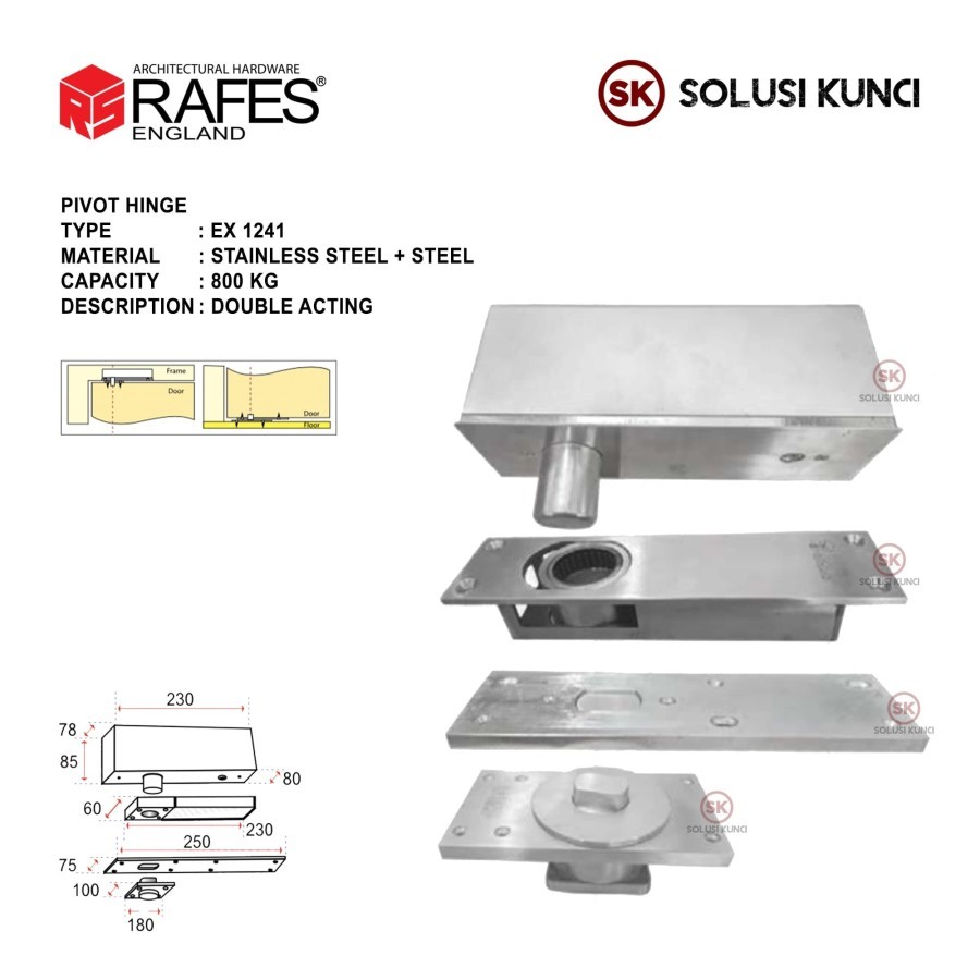 Jual Pivot Hinge Stainless Steel SUS 304 RAFES (EX 1241) | Shopee Indonesia
