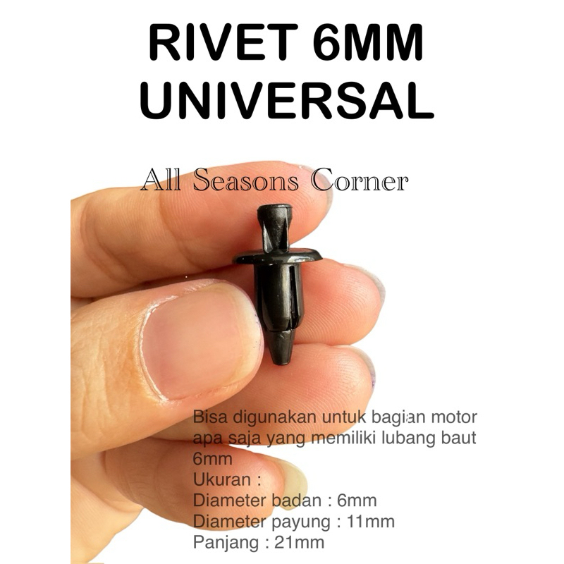 Jual BAUT KLIP KANCING RIVET BODY LANCIP 6MM ( UNIVERSAL ) | Shopee ...