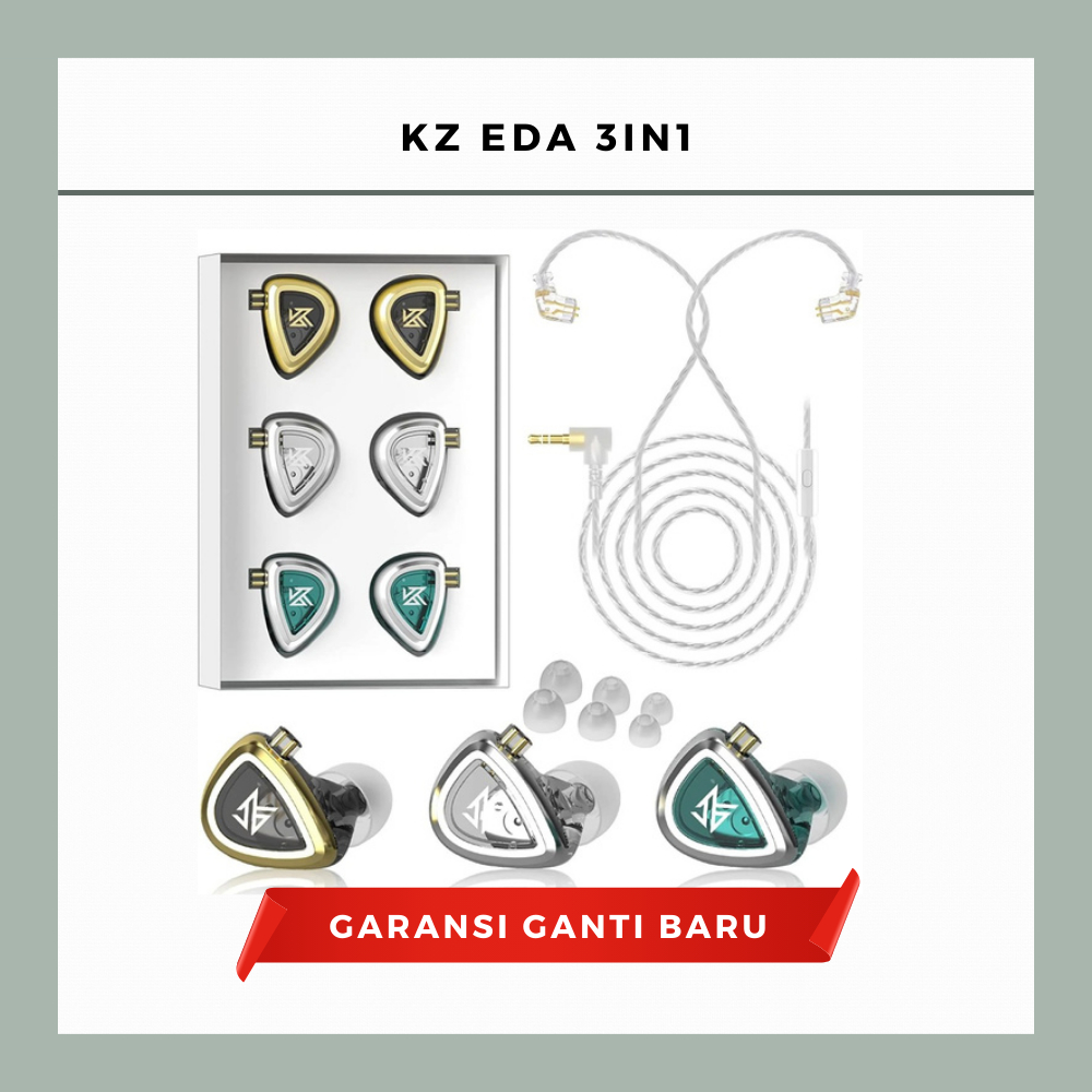 Jual KZ EDA 3IN1 SET KNOWLEDGE ZENITH DYNAMIC DRIVERS EARPHONES 1DD IEM | Shopee Indonesia
