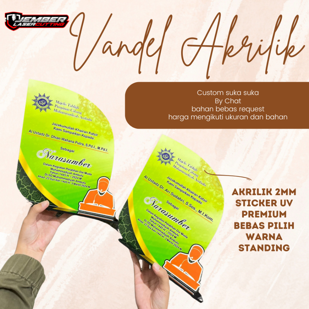 Jual VANDEL AKRILIK CUSTOM LASER CUTTING | Shopee Indonesia