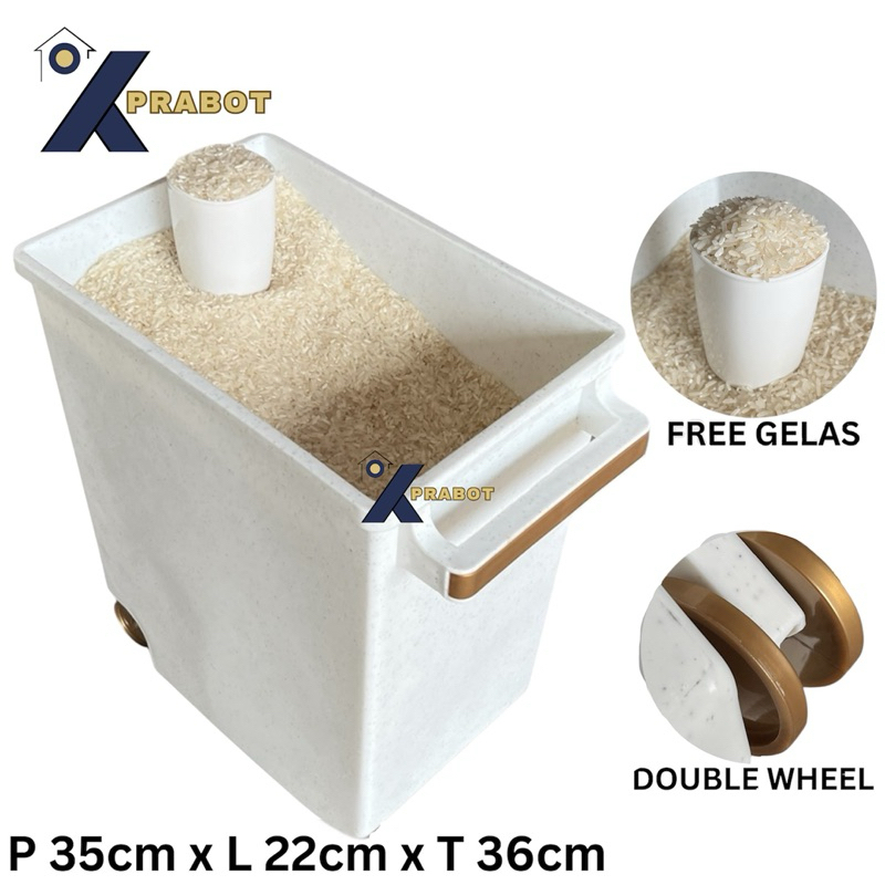 Jual Tempat Beras Ceramic 15Liter / 15Kg BPA FREE / Rice Box Tempat ...