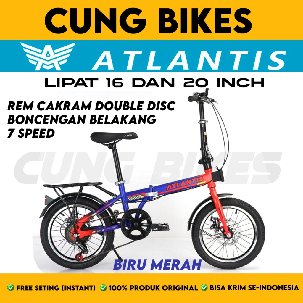 Jual Sepeda Lipat Atlantis Tipe 37 ukuran 20 Inch Rem Cakram 7 Speed ...