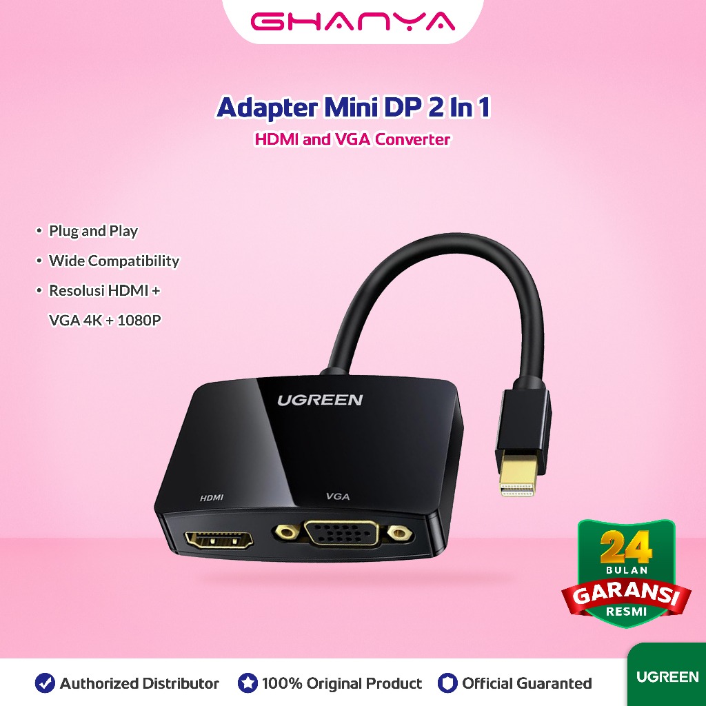 Jual UGREEN Converter Mini DP to HDMi VGA Adapter Thunderbolt Display 4K 30Hz 10439 | Shopee ...