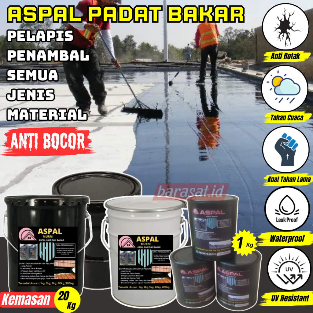 Jual Aspal Bakar Padat Lapisan Penambal Anti Bocor Semua Jenis Material ...