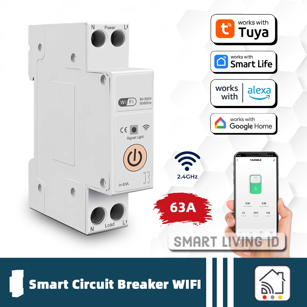 Jual Tuya Smart LIfe MCB Circuit Breaker WIFI 63A 1P Basic Version ...