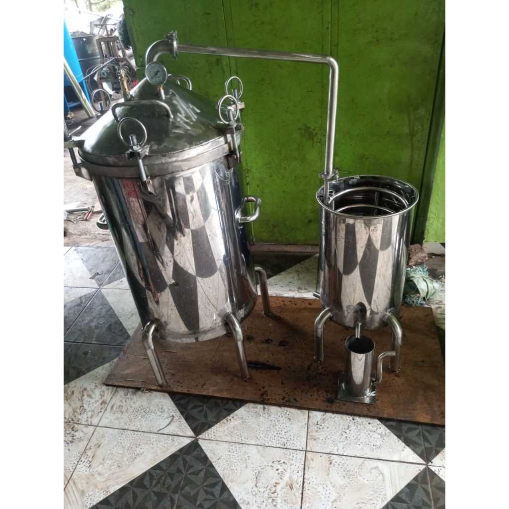 Jual alat penyulingan minyak atsiri kapasitas 50 liter/alat destilasi ...