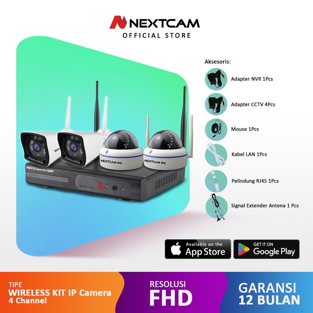 Jual Nextcam Paket Wireless Kit 4Channel NVR KIT/WIRELESS KIT Ipcam ...