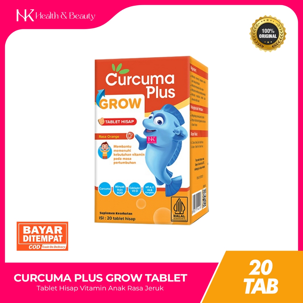 Jual Curcuma Plus Grow Tablet Hisap Multivitamin 20 Tablet | Rasa Jeruk ...