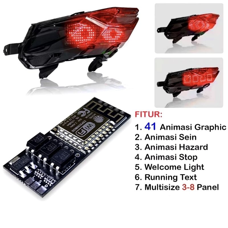 Jual Stop Lamp 41 Animasi, Running text dan animasi, semua motor, vario ...