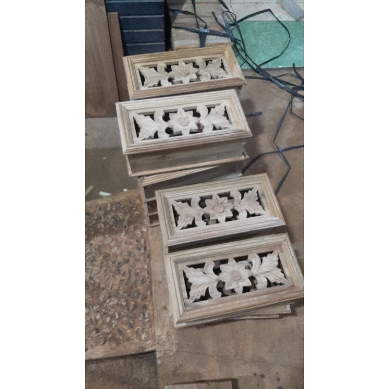 Jual Loster kayu jati ukuran 14x29 motif bunga 2 MUKA DEPAN BELAKANG ...