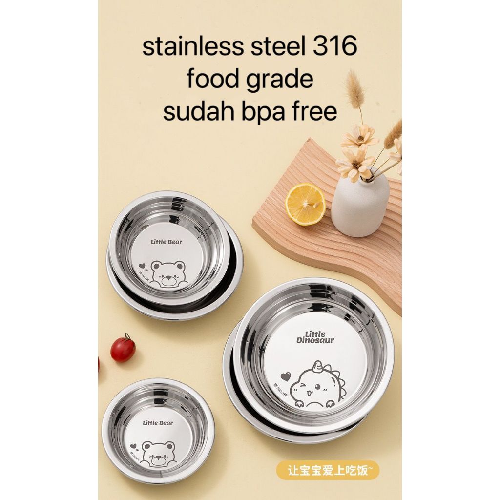 Jual Bakindo Piring Makan Anak Stainless Steel 316 Food Grade Bpa Free ...