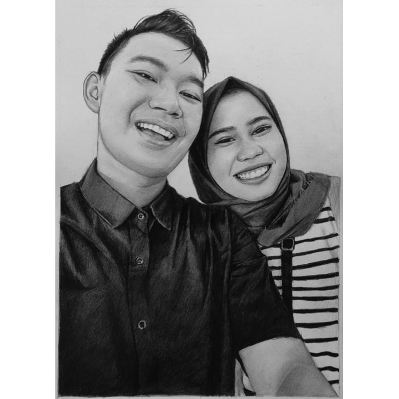 Jual Sketsa Wajah Realis / Lukis wajah hitam putih. Untuk hadiah/kado ...