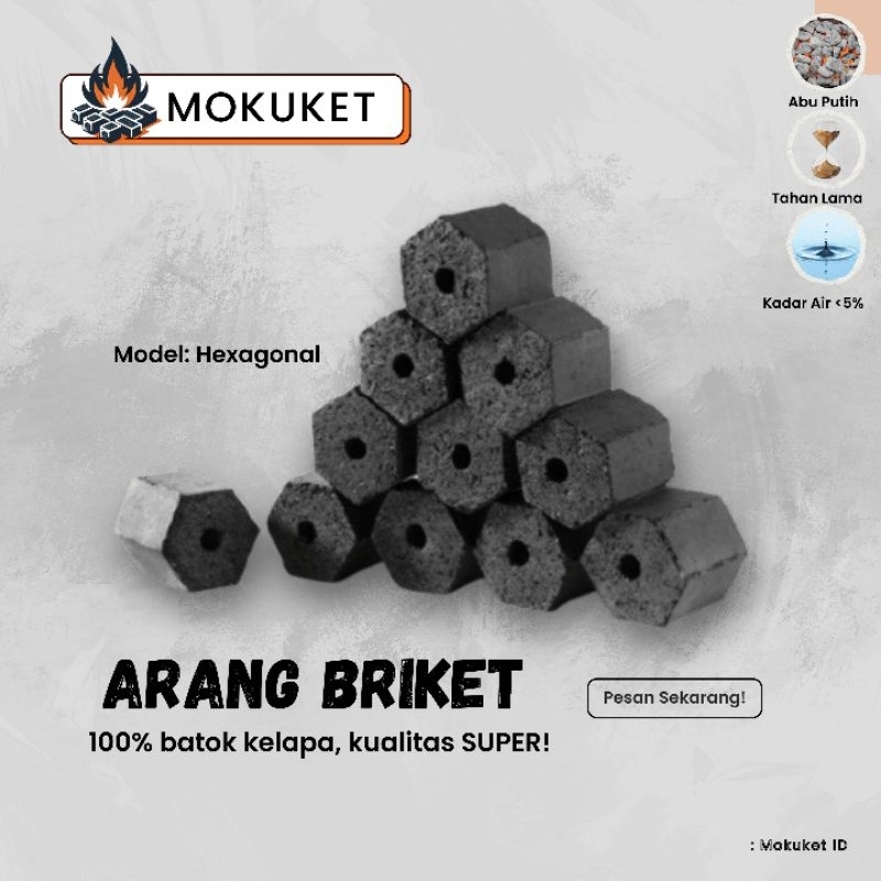Jual Arang Briket Hexagonal tempurung kelapa BBQ berkualitas | Shopee ...