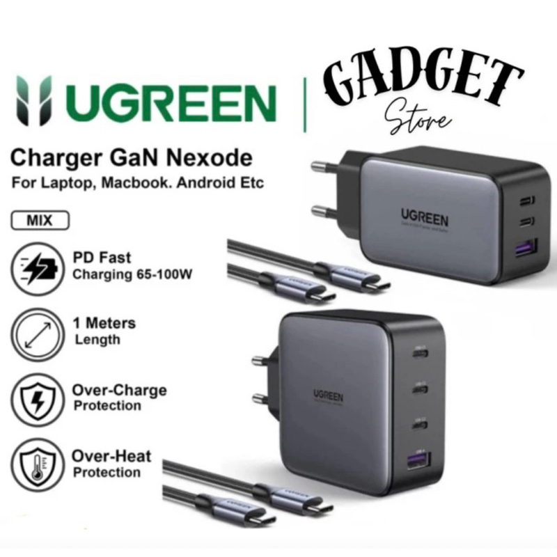 Jual UGREEN Charger GAN Nexode PD Fast Charging 65W 100W Only Gan 65W | Shopee Indonesia