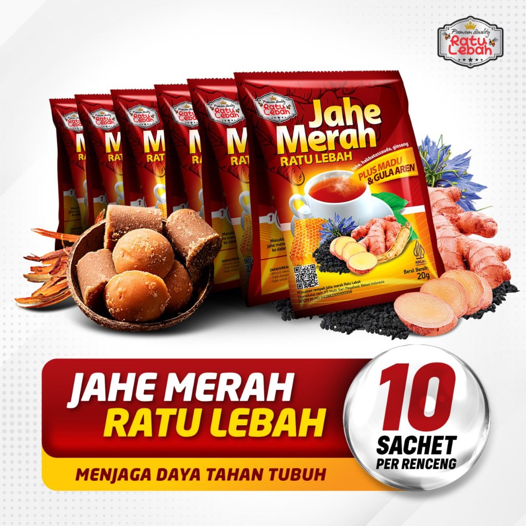 Jual Jahe Merah Super Ratu Lebah 6 In1 Per Renteng 10 Sachet Madu Jahe ...