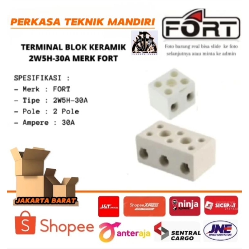 Jual TERMINAL BLOCK KERAMIK 2W5H - 30A BLOK 2 POLE Merek FORT | Shopee ...