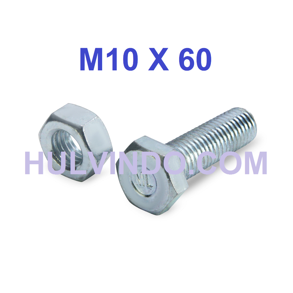 Jual BAUT MUR HEX PUTIH M10 X 60 | Shopee Indonesia