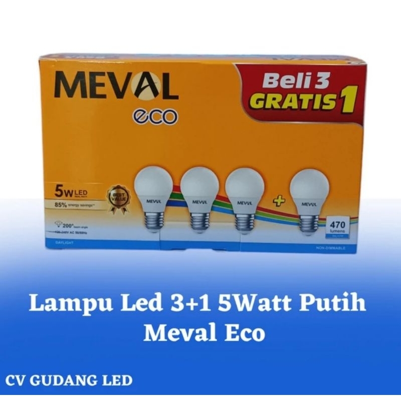 Jual Lampu Led 3+1 5Watt Putih - Meval Eco | Shopee Indonesia