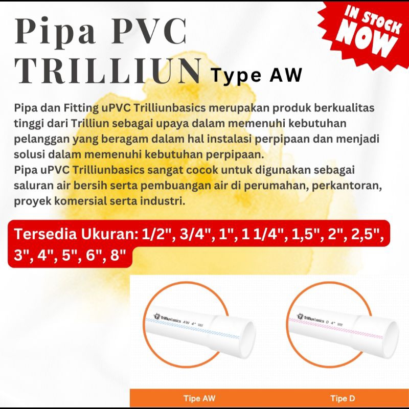 Jual (UK 4" - 8") PIPA PVC TRILLIUN TYPE AW | Shopee Indonesia