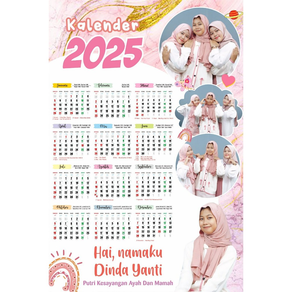 Jual Kalender Custom 2025 bisa Order Satuan Bahan Tebal Art Papper 260g ...
