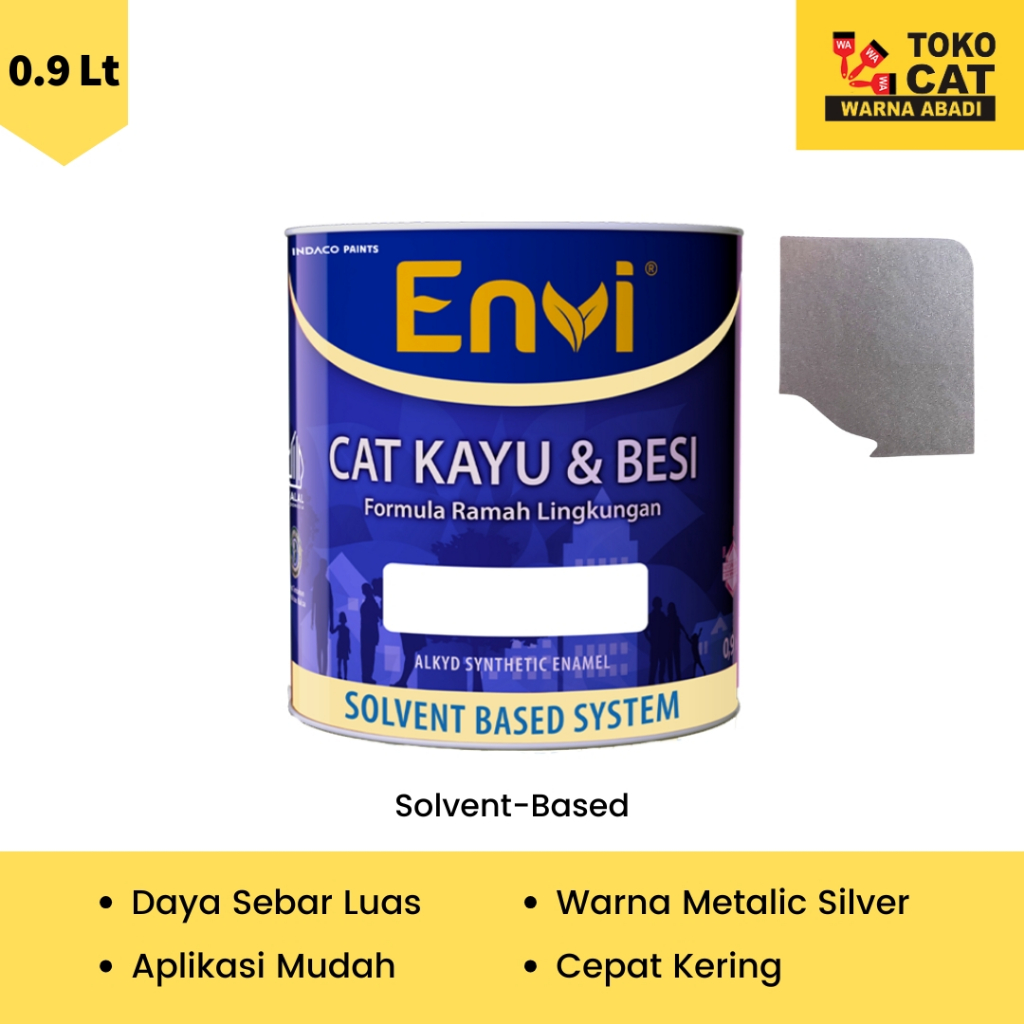 Jual Cat Kayu Besi Envi 0,9 Liter - Warna Silver Metalic / Aluminiun ...