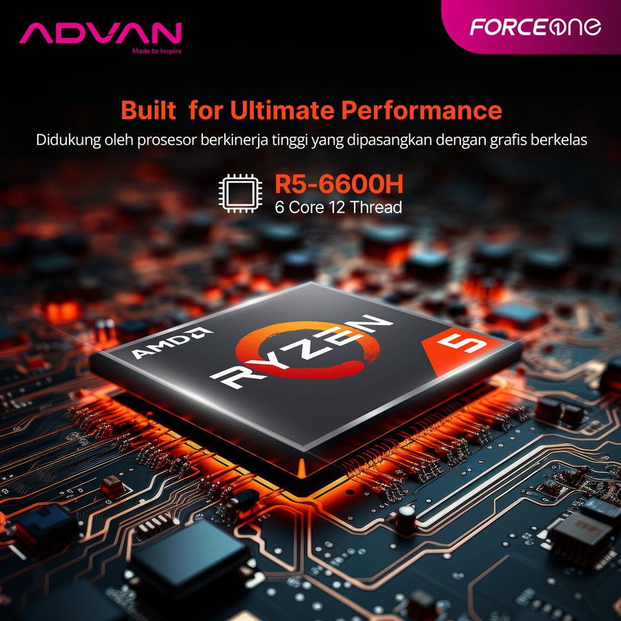 Jual Advan Force One PC Ryzen 5 6600H 8GB SSD 512GB 24" FHD W11 ...