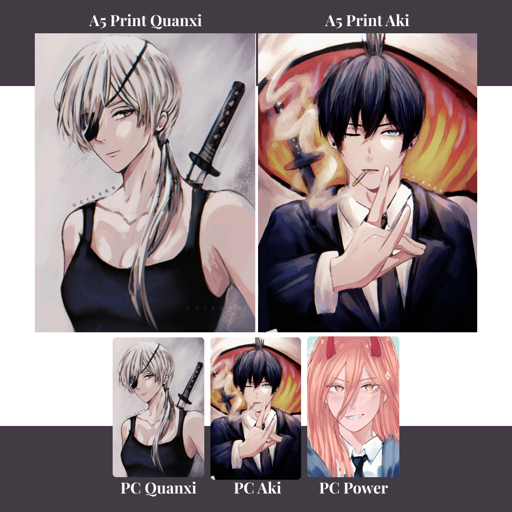 Jual Chainsaw Man Artprint A5 & Photocard (Quanxi, Aki, Power, CSM ...