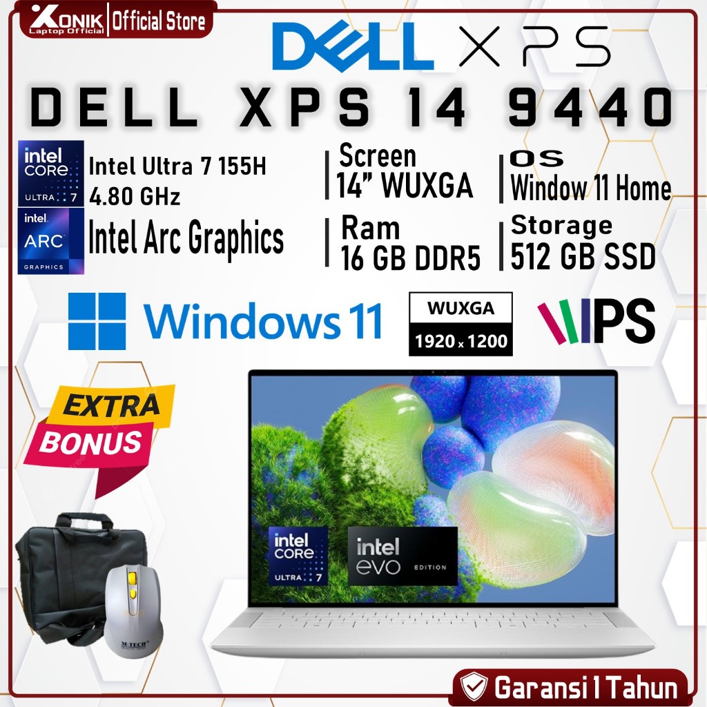 Jual Laptop Ultrabook Dell XPS 14 9440 Intel EVO Ultra 7 115H 16GB Ssd ...